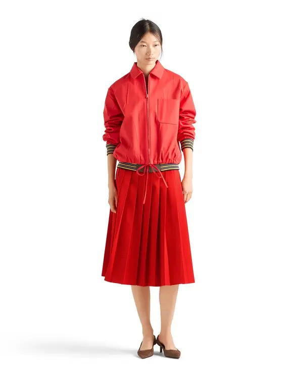 Prada Pleated Gabardine Midi-skirt