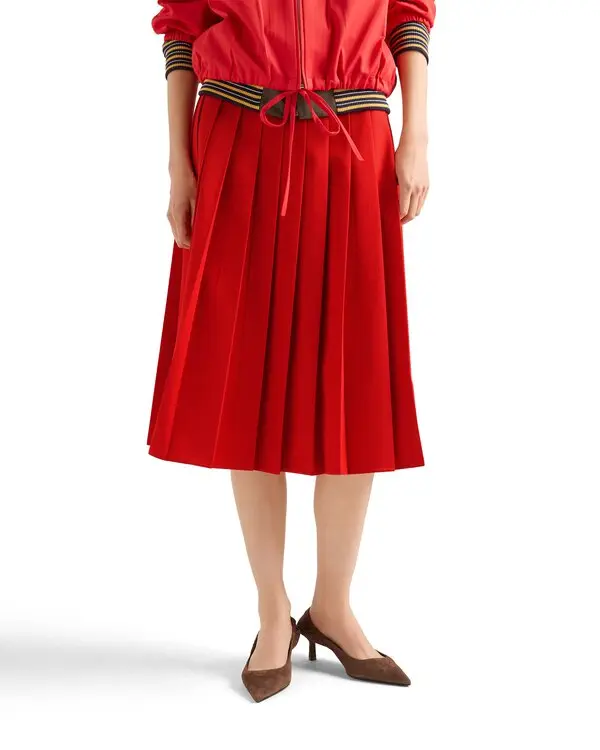 Prada Pleated Gabardine Midi-skirt