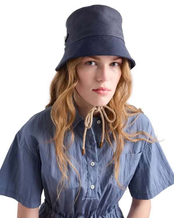 Prada Cotton Bucket Hat - Navy