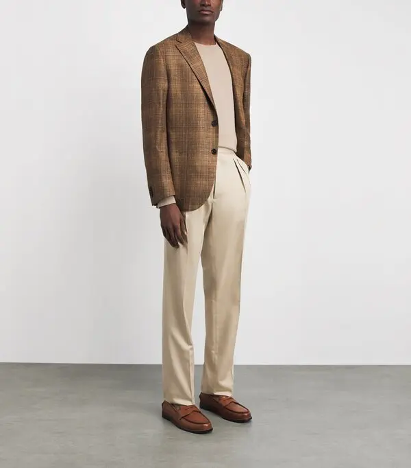Corneliani Virgin Wool-silk-linen Blazer - Brown