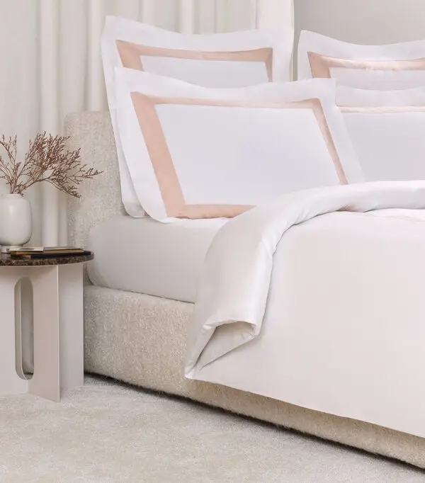 Frette Cotton Breeze Border King Duvet Cover - Pink