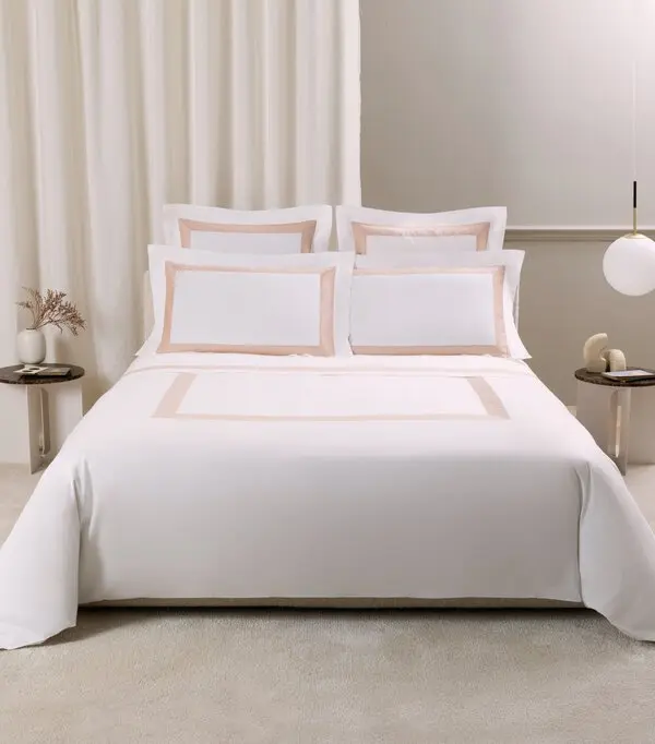 Frette Cotton Breeze Border King Duvet Cover - Pink