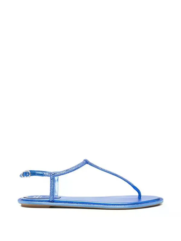Rene Caovilla Diana Crystal-embellished Metallic Sandals - Blue