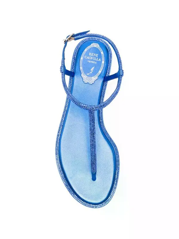 Rene Caovilla Diana Crystal-embellished Metallic Sandals - Blue
