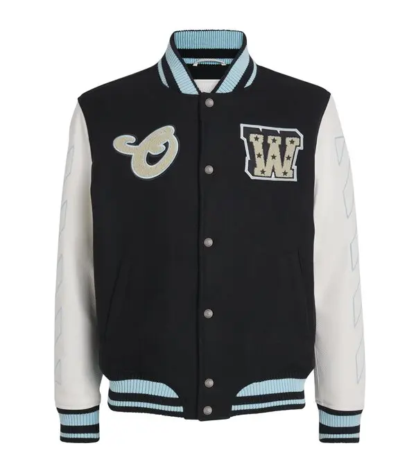 Off-White Wool-leather Varsity Jacket - Black