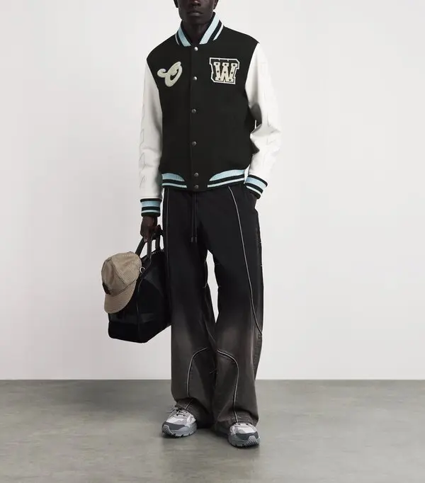 Off-White Wool-leather Varsity Jacket - Black