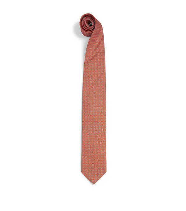 Eton Silk Floral Neck Tie - Orange