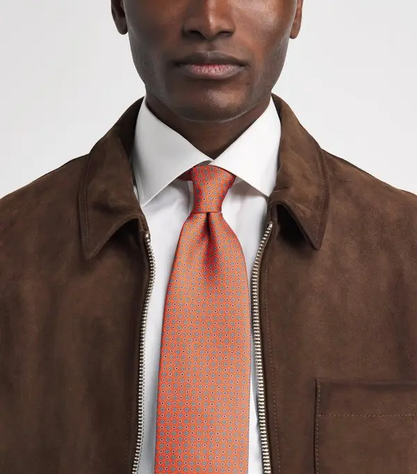 Eton Silk Floral Neck Tie - Orange