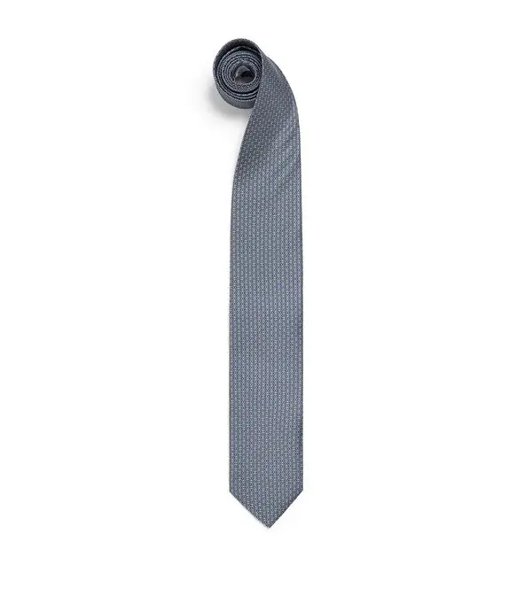 Eton Silk Geometric Neck Tie - Navy