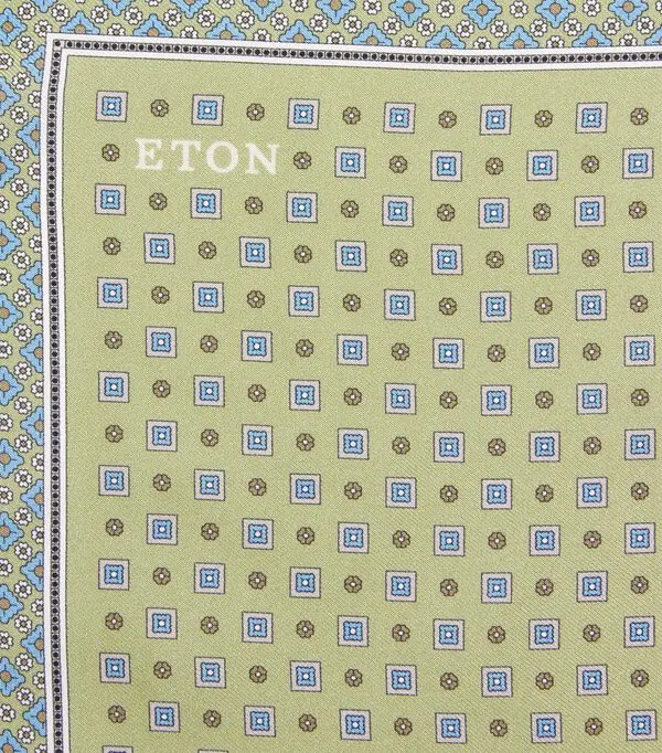 Eton Silk Floral Medallion Pocket Square - Yellow
