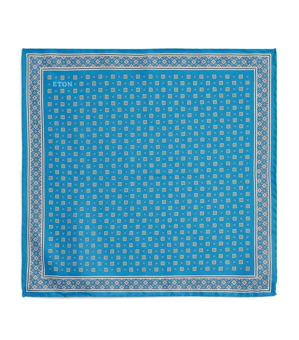 Eton Silk Floral Pocket Square - Blue