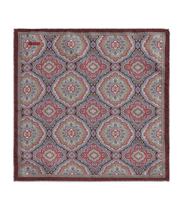 Eton Reversible Jacquard Pocket Square - Red