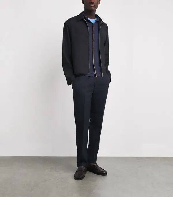 Paul Smith Wool Drawstring Trousers - Blue