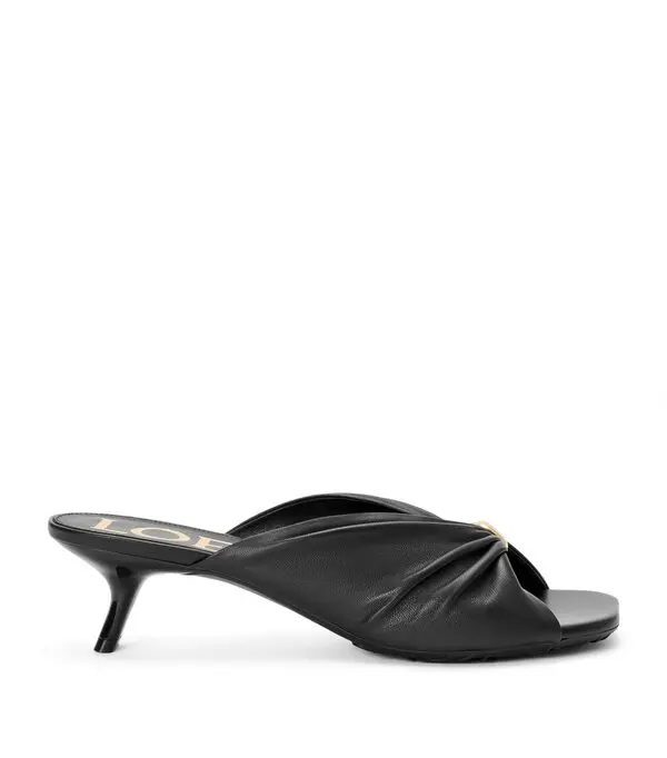 Loewe X Paula's Ibiza Pebble 45 Leather Heeled Mules - Beige