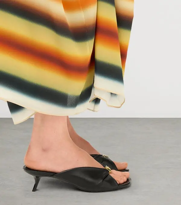 Loewe X Paula's Ibiza Pebble 45 Leather Heeled Mules - Beige