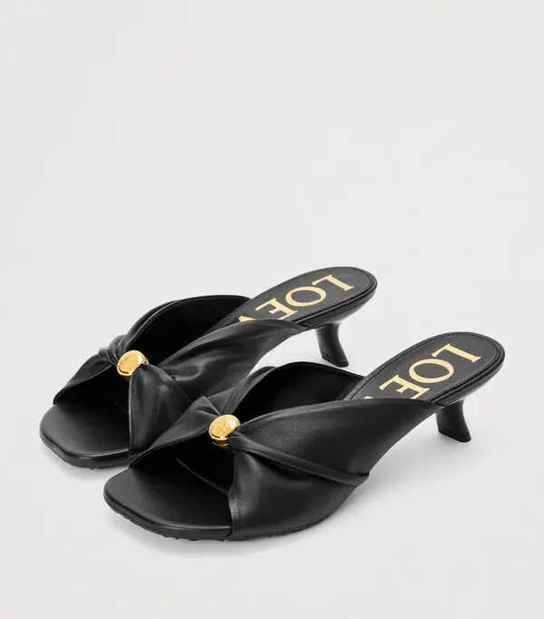 Loewe X Paula's Ibiza Pebble 45 Leather Heeled Mules - Beige