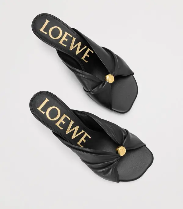 Loewe X Paula's Ibiza Pebble 45 Leather Heeled Mules - Beige