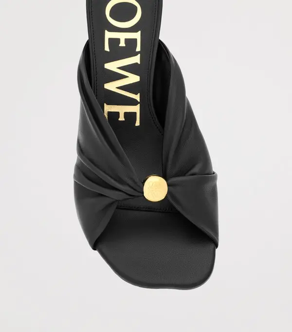 Loewe X Paula's Ibiza Pebble 45 Leather Heeled Mules - Beige