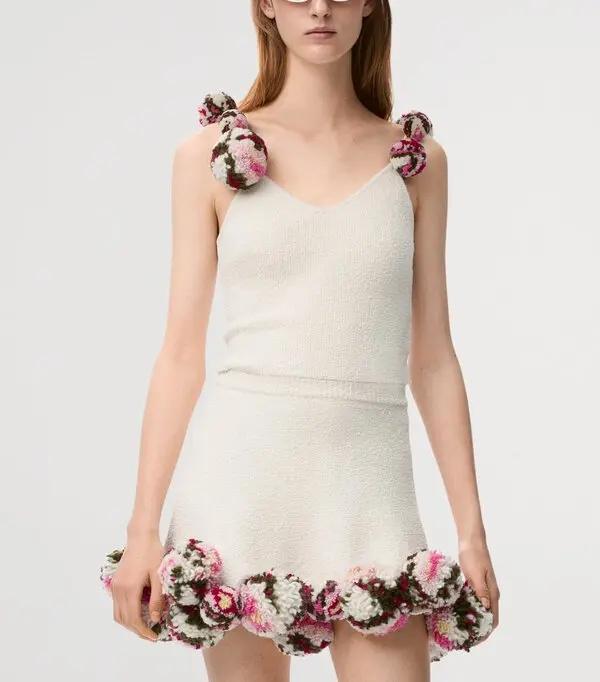 Loewe X Paula's Ibiza Floral Pom-pom Top - White
