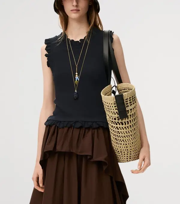 Loewe X Paula's Ibiza Cotton-blend Ruffled Tank Top