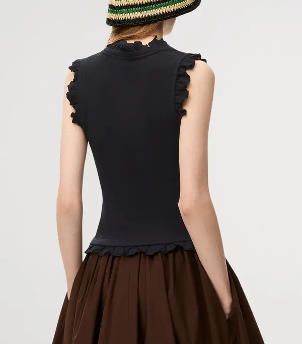 Loewe X Paula's Ibiza Cotton-blend Ruffled Tank Top