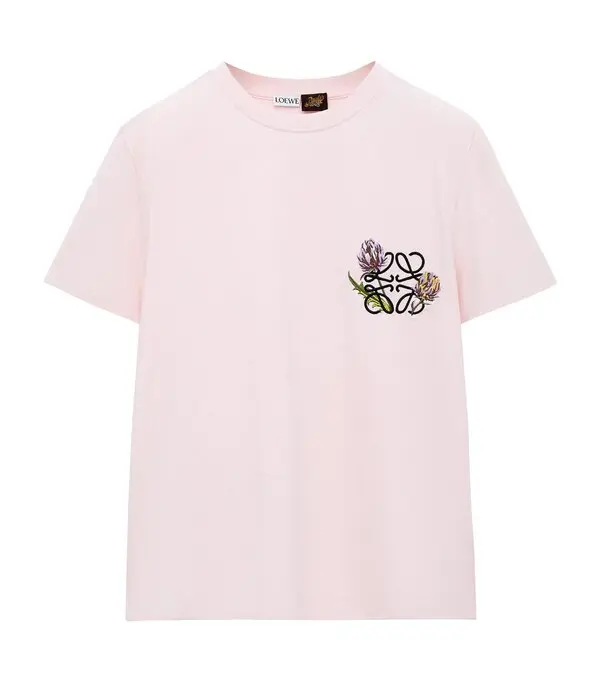 Loewe X Paula's Ibiza Embroidered Anagram T-shirt - Pink