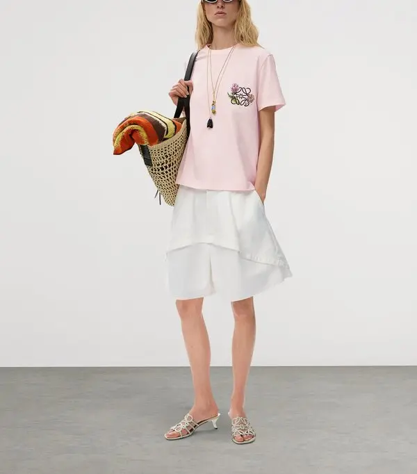 Loewe X Paula's Ibiza Embroidered Anagram T-shirt - Pink