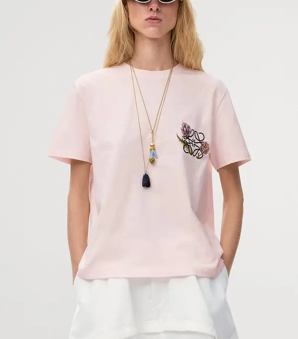 Loewe X Paula's Ibiza Embroidered Anagram T-shirt - Pink