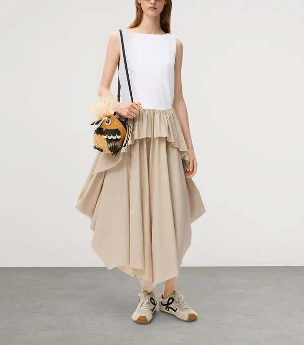 Loewe Cotton Asymmetric Midi Dress - White