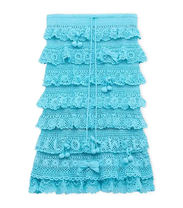 Loewe X Paula's Ibiza Crochet Midi Skirt - Turquoise