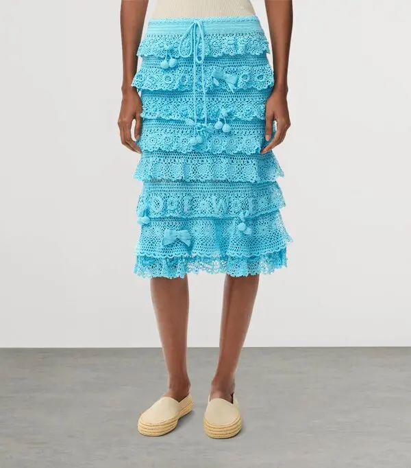 Loewe X Paula's Ibiza Crochet Midi Skirt - Turquoise
