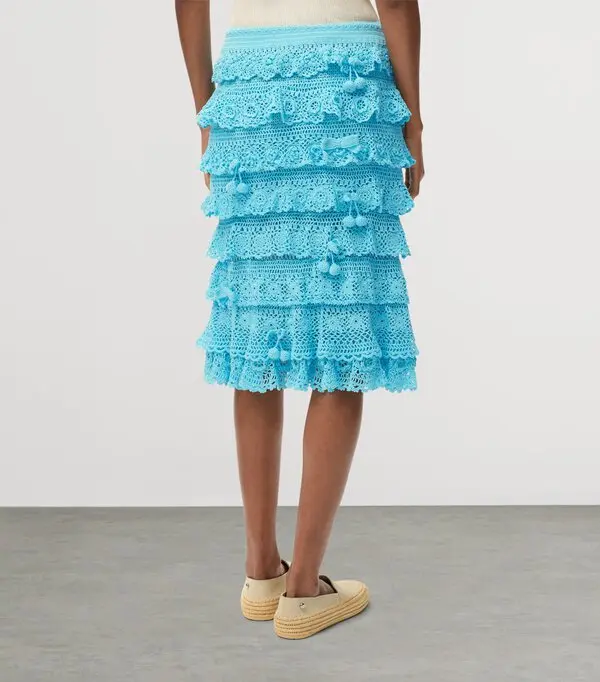 Loewe X Paula's Ibiza Crochet Midi Skirt - Turquoise