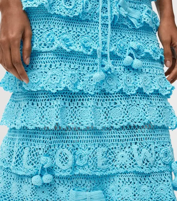 Loewe X Paula's Ibiza Crochet Midi Skirt - Turquoise