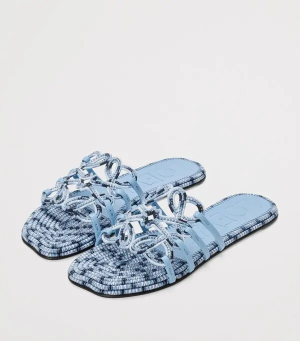 Loewe X Paula's Ibiza Leather Embroidered Anagram Slides - White