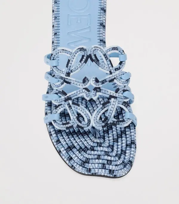 Loewe X Paula's Ibiza Leather Embroidered Anagram Slides - White