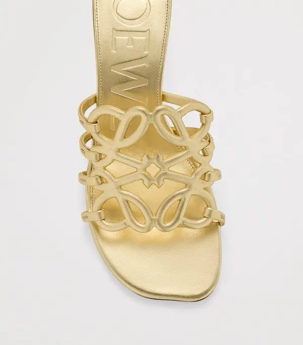 Loewe X Paula's Ibiza Leather Anagram Heeled Mules 45 - Blue