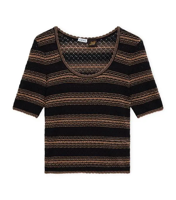 Loewe X Paula's Ibiza Stripe Short-sleeve Sweater - Black