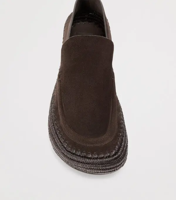 Loewe X Paula's Ibiza Suede-raffia Rio Loafers