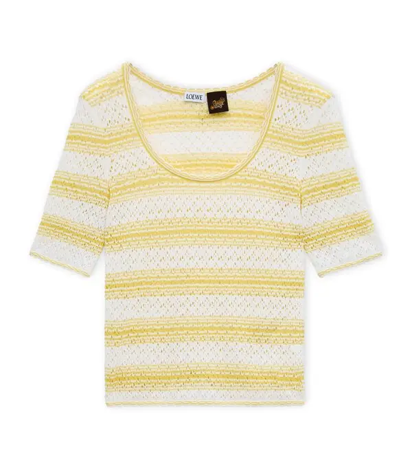 Loewe X Paula's Ibiza Stripe Short-sleeve Sweater - White