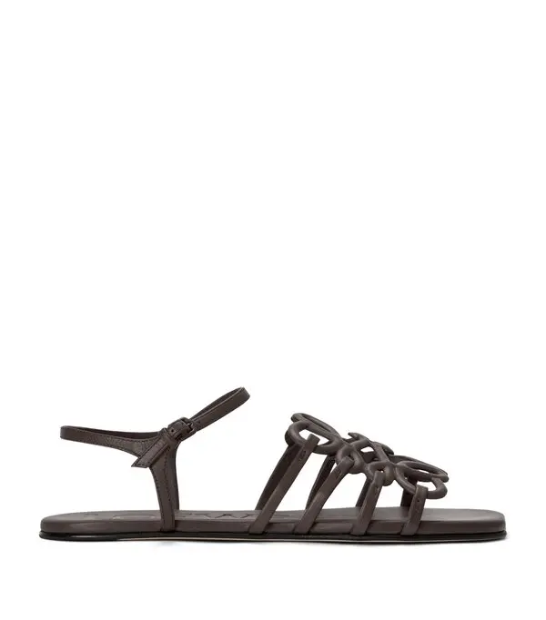 Loewe X Paula's Ibiza Leather Petal Anagram Sandals - White