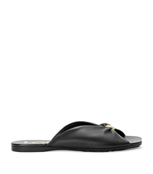 Loewe X Paula's Ibiza Leather Pebble Slides - Black