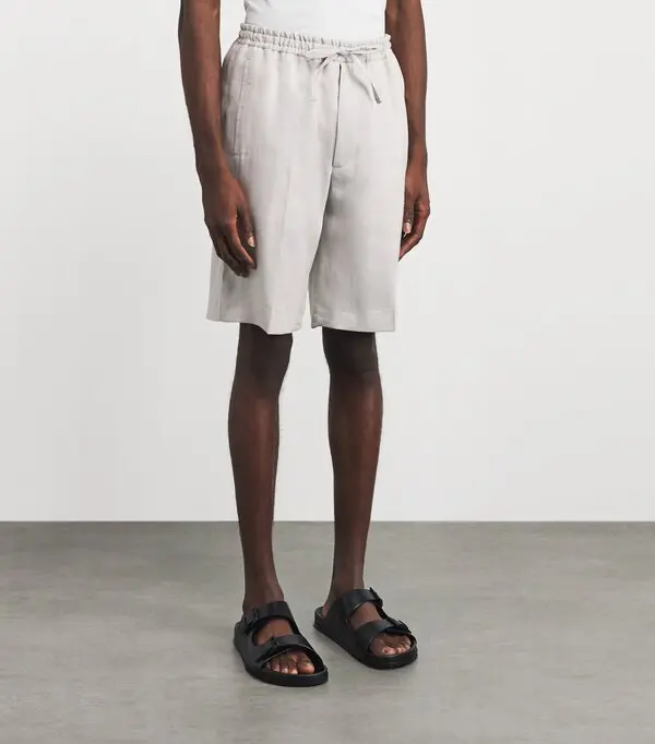 Corneliani Linen-virgin Wool-mohair Drawstring Shorts