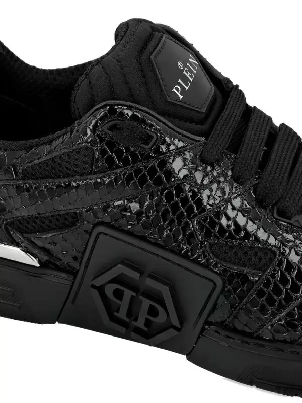 Philipp Plein Phantom Python Leather Sneakers - Black