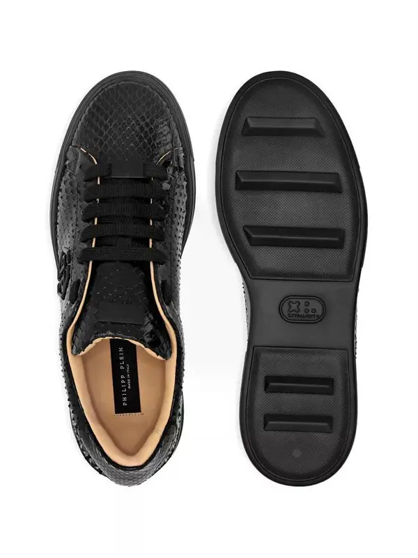 Philipp Plein Snakeskin-effect Lace-up Sneakers - Black