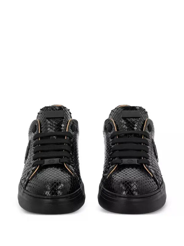 Philipp Plein Snakeskin-effect Lace-up Sneakers - Black