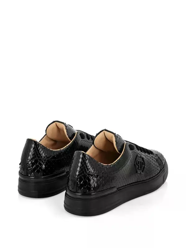 Philipp Plein Snakeskin-effect Lace-up Sneakers - Black