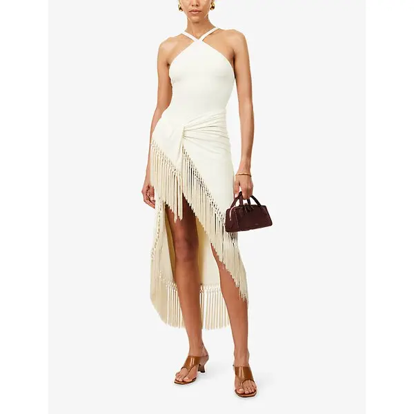 TALLER MARMO Hera Artisanal Swimsuit With Fringed Sarong
