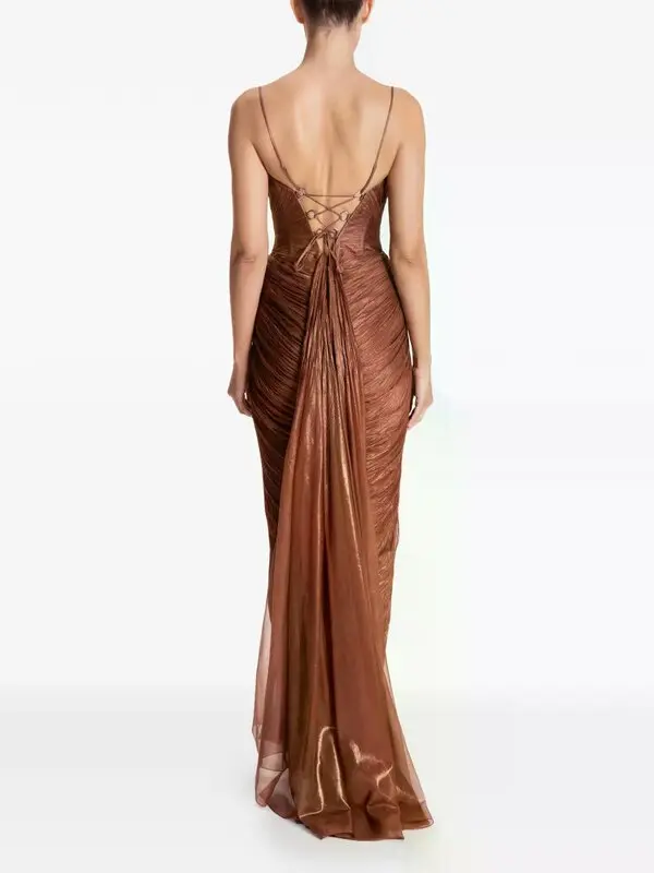 MARIA LUCIA HOHAN Cecilia V-neck Gown - Brown