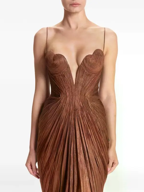 MARIA LUCIA HOHAN Cecilia V-neck Gown - Brown