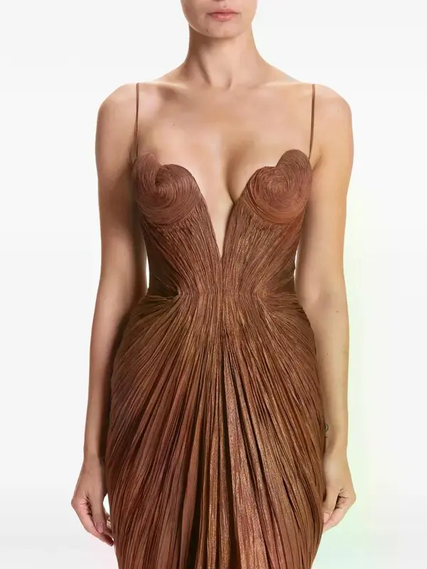 MARIA LUCIA HOHAN Cecilia V-neck Gown - Brown